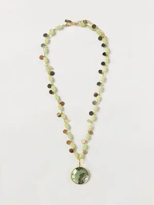 ALLUJEWELS Martina Metal And Resin Necklace With Crystals And Charms - Green