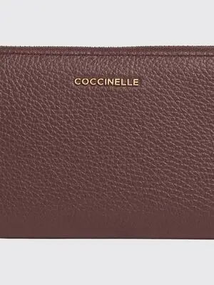 COCCINELLE Metallic Soft Grained Leather Continental Wallet - Burgundy
