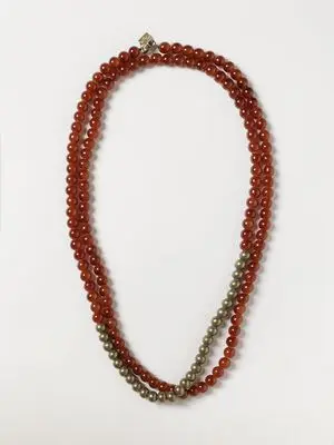 ALLUJEWELS Bicolour Metal Necklace With Stones, Crystals And Beads - Gold