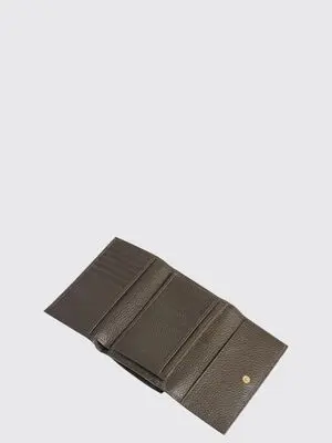 COCCINELLE Metallic Soft Tri-fold Grained Leather Wallet - Green