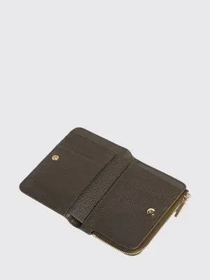 COCCINELLE Metallic Soft Bifold Grained Leather Wallet - Green