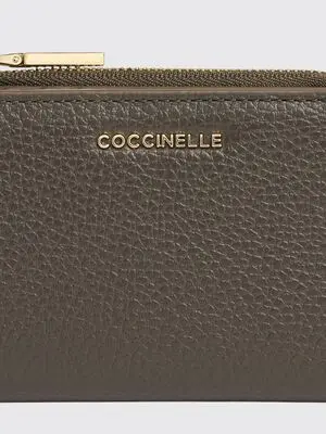 COCCINELLE Metallic Soft Bifold Grained Leather Wallet - Green