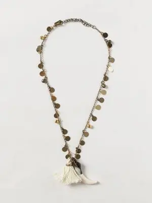 ALLUJEWELS Ethnic Style Necklace With Charms, Tassels And Embroidered Details - Gold