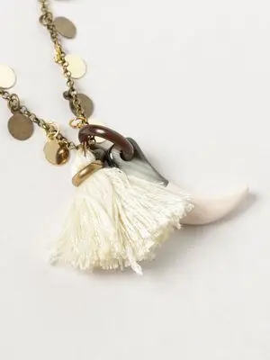 ALLUJEWELS Ethnic Style Necklace With Charms, Tassels And Embroidered Details