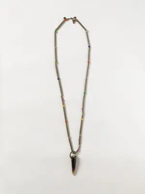 ALLUJEWELS Resin, Horn, And Metal Necklace With Sliding Pendant - Gold