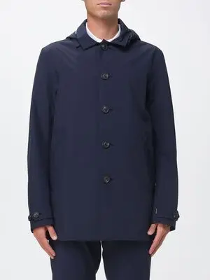 SAVE THE DUCK Short Technical Fabric Raincoat With Removable Hood - Blue