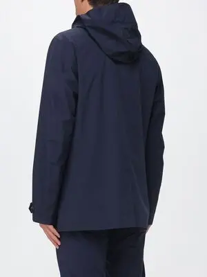 SAVE THE DUCK Short Technical Fabric Raincoat With Removable Hood - Blue