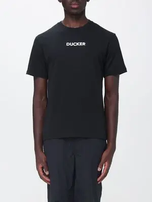 SAVE THE DUCK Cotton Crewneck T-shirt With Front Slogan Print By - Black