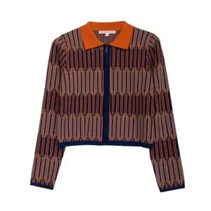 DOLORES PROMESAS Moon Geometric Polo Jacket - Blue/orange