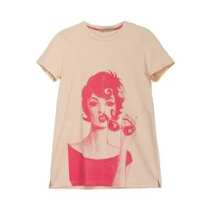 DOLORES PROMESAS Dolores Beige Illustrated T-shirt - Brown