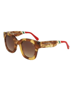 DOLORES PROMESAS Black And Red Square Trendy Glasses With Polka Dot Print - Brown