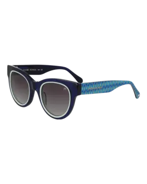 DOLORES PROMESAS Oval Navy Glasses With Aqua Green Rim And Pyramid Print - Blue