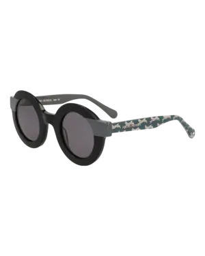 DOLORES PROMESAS And Gray Round Cut Glasses With Lynx Print - Black