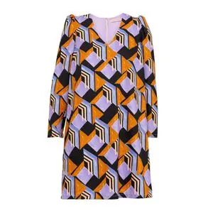 DOLORES PROMESAS Lavender Geometric Printed Short Dress - Purple