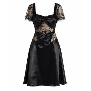 AMORTIZIA Satin And Lace Sweetheart Midi Dress