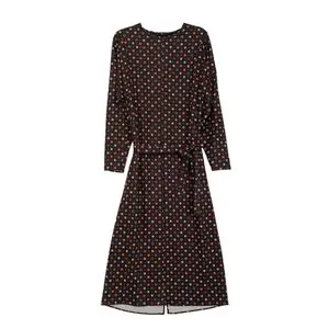 DOLORES PROMESAS Midi Shirt Dress Printed Circles - Black