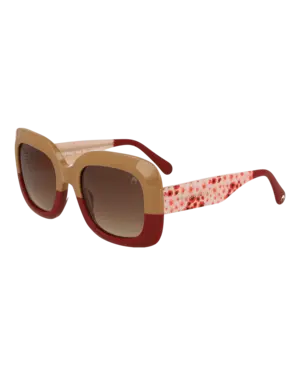 DOLORES PROMESAS And Burgundy Square-cut Glasses With Floral Print - Brown