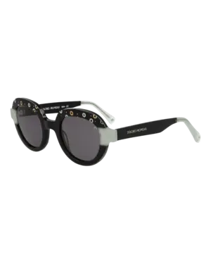 DOLORES PROMESAS Oval Spectacles With Circle Pattern - Black