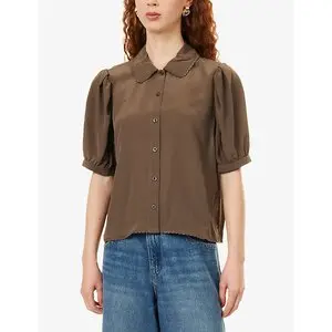 FRAME Prim Scalloped-edge Silk Blouse