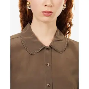 FRAME Prim Scalloped-edge Silk Blouse