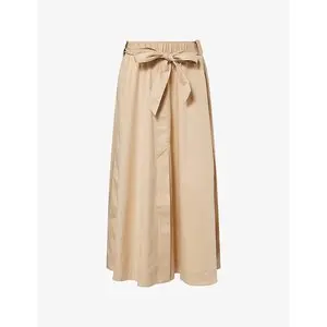 ME+EM Belted A-line Cotton-blend Maxi Skirt - Warm Stone