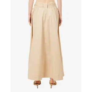 ME+EM Belted A-line Cotton-blend Maxi Skirt