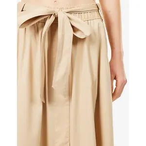 ME+EM Belted A-line Cotton-blend Maxi Skirt