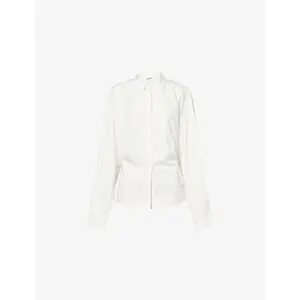 THE COUTURE CLUB Contour Cinched-waist Cotton-blend Shirt - White
