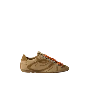 Claudie Pierlot Suede Trainers With Contrast Embroidery And Laces - Sand