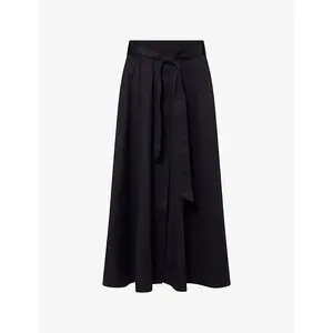 ME+EM Belted A-line Cotton-blend Maxi Skirt