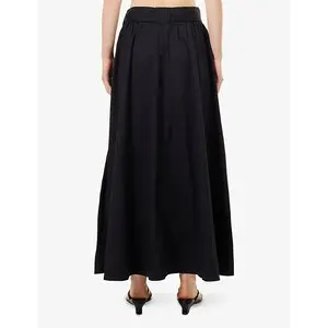 ME+EM Belted A-line Cotton-blend Maxi Skirt