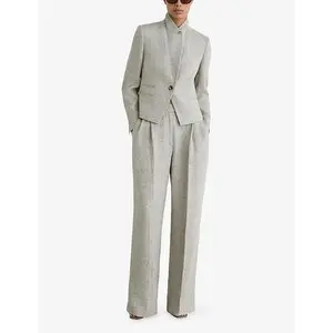 REISS Ezra Straight-leg High-rise Linen-blend Trousers