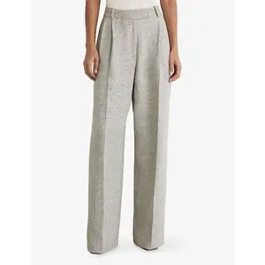 REISS Ezra Straight-leg High-rise Linen-blend Trousers