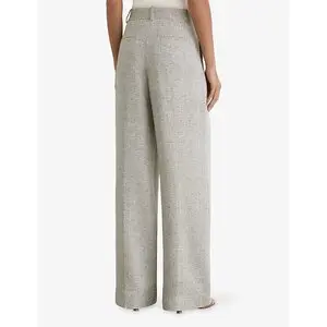 REISS Ezra Straight-leg High-rise Linen-blend Trousers