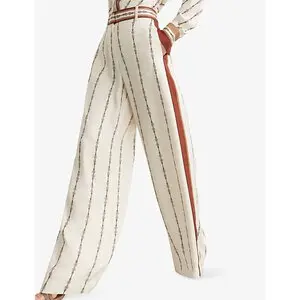 REISS Lydia Chain-print Wide-leg Trousers