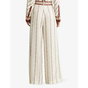 REISS Lydia Chain-print Wide-leg Trousers