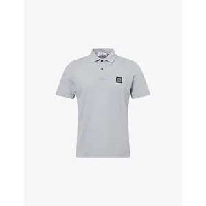 Stone Island Logo-patch Stretch-cotton Polo Shirt - Ash Grey