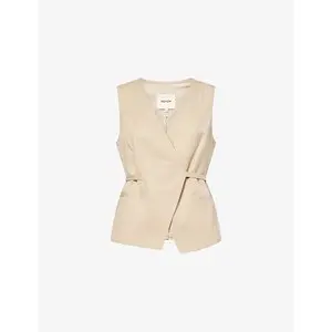 ME+EM Wrap-round Belted Linen-blend Waistcoat - Warm Stone