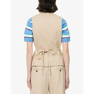 ME+EM Wrap-round Belted Linen-blend Waistcoat