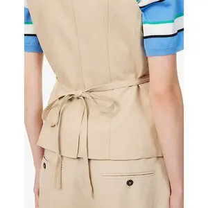ME+EM Wrap-round Belted Linen-blend Waistcoat