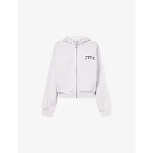 THE COUTURE CLUB Logo-embroidered Zip-up Cotton Hoody - Duskylilac