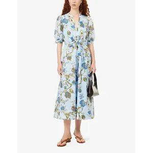 ME+EM Floral Print Cotton Midi Dress