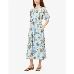 ME+EM Floral Print Cotton Midi Dress
