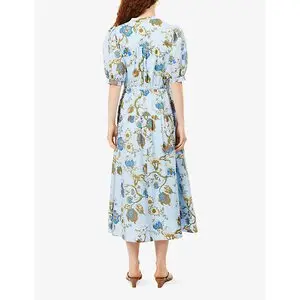 ME+EM Floral Print Cotton Midi Dress