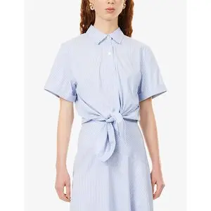 Theory Tie-front Pinstripe Cotton-blend Shirt