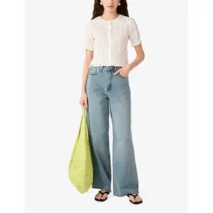 OMNES Shirred Button-down Cotton Top