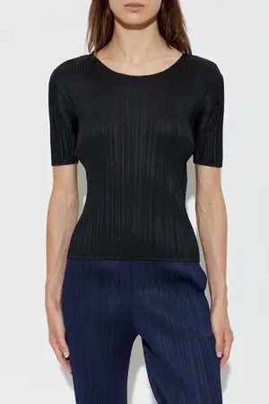 Issey Miyake Pleated Short Sleeve Top