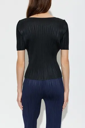 Issey Miyake Pleated Short Sleeve Top