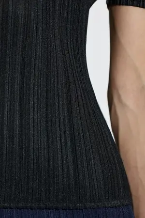 Issey Miyake Pleated Short Sleeve Top
