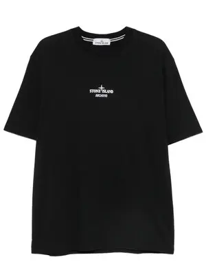 Stone Island T-shirt Regular Fit With 'archive' Print - Black